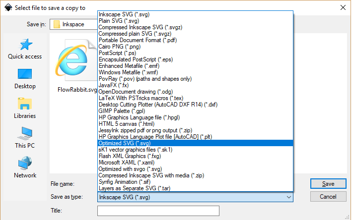 Inkscape Save SVG Optimized For Web